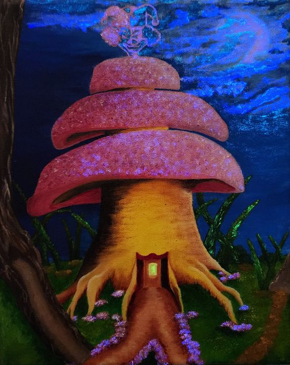 Mushroom Scene - Leeloo's Gallery - Paintings & Prints, Flowers, Plants ...
