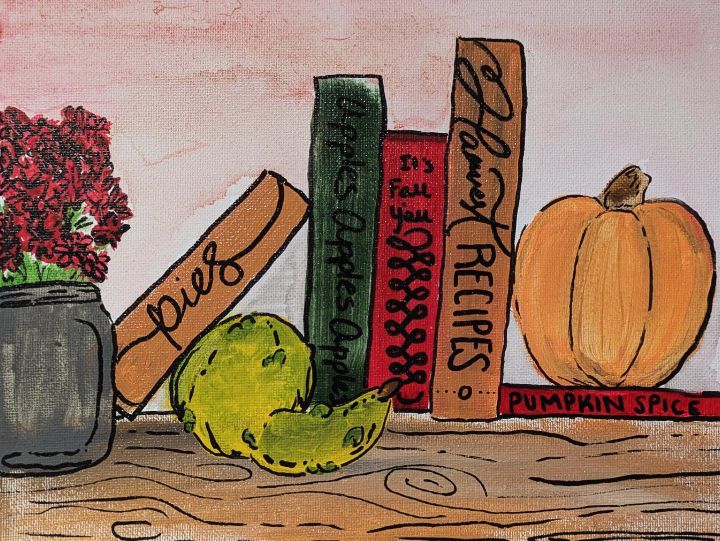 Fall Bookshelf - Jessica P Wagner - Paintings & Prints, Holidays ... Fall Bookshelf - Jessica P Wagner - Paintings & Prints, Holidays ...