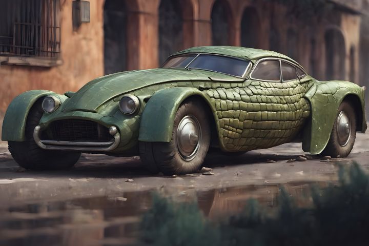 Green Crocodile-Themed Classic Car - Wall Art - Digital Art & AI ...