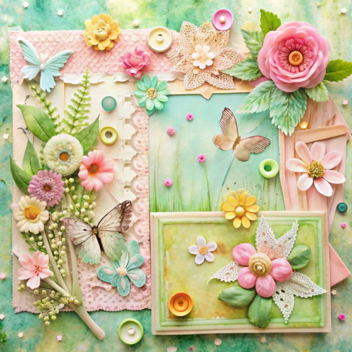 Scrapbook painting Spring artwork - Wall Art - Digital Art & AI ...