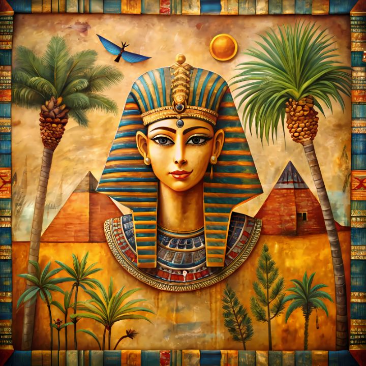 Egyptian Pharaoh With Palm Trees - Wall Art - Digital Art & AI ...