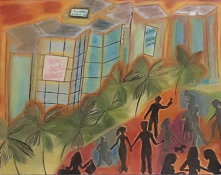 Miami sun set - Womumchalkdrawing - Drawings & Illustration, Landscapes ...