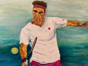 The Federer Backhand - FineArtbyAndy - Paintings & Prints, People ...