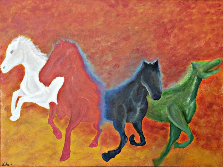 Four hourses - Patrick Ashe - Paintings & Prints, Animals, Birds ...