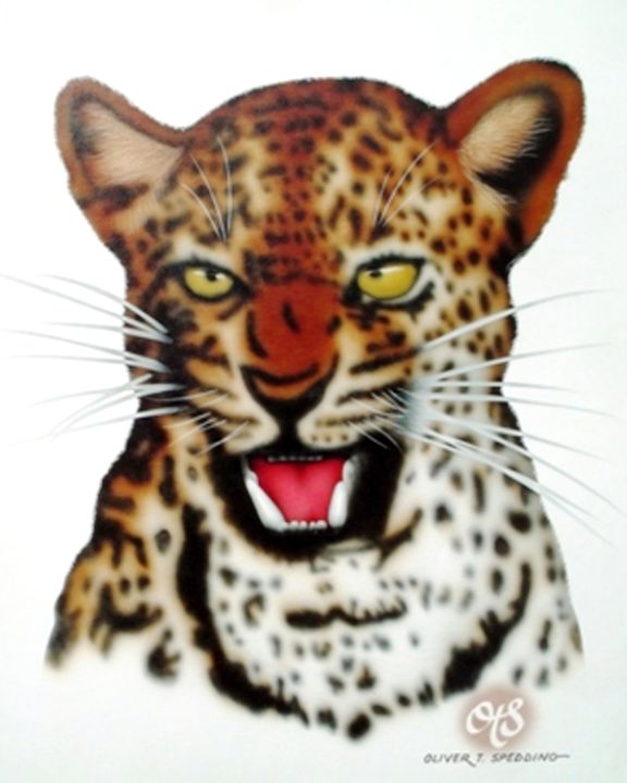 Snarling Leopard - Oliver T. Spedding - Paintings & Prints, Animals ...