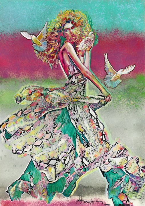 Free as a Bird - Tanya Johnston Art - Paintings & Prints, People ...