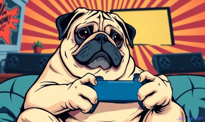 Gamer Pug - Artwork City - Paintings & Prints, Childrens Art, Toys - ArtPal