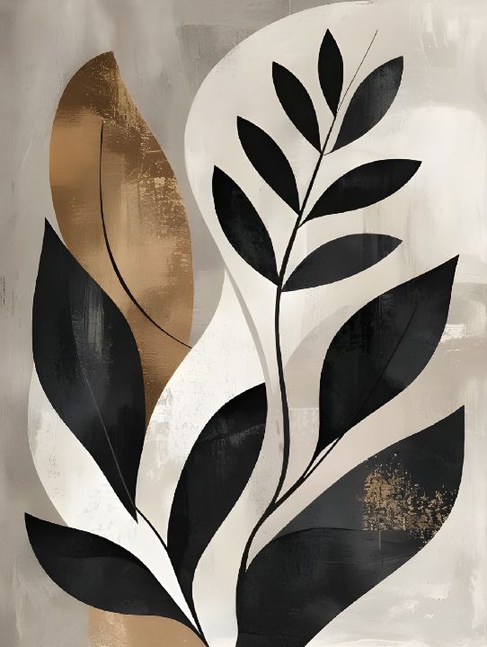 Minimalist Leaf Elegance - Art-shop - Digital Art & AI, Abstract, Landscape - ArtPal