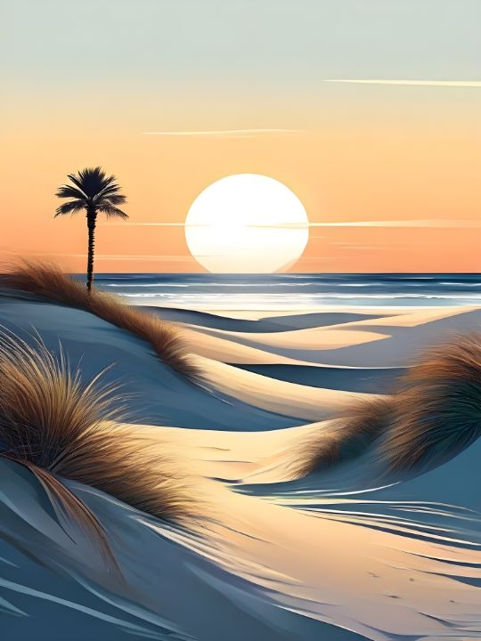 Desert Sunset - Art-shop - Digital Art & AI, Abstract, Landscape - ArtPal