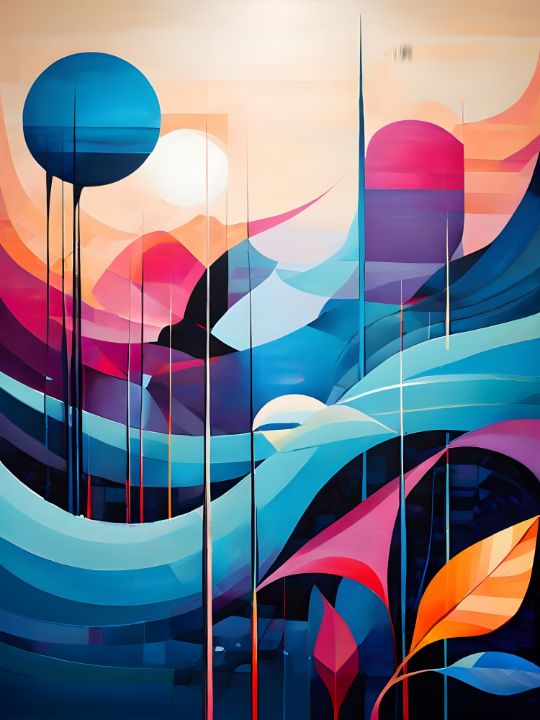 Vibrant Abstract Landscape - Art-shop - Digital Art & AI, Abstract, Landscape - ArtPal