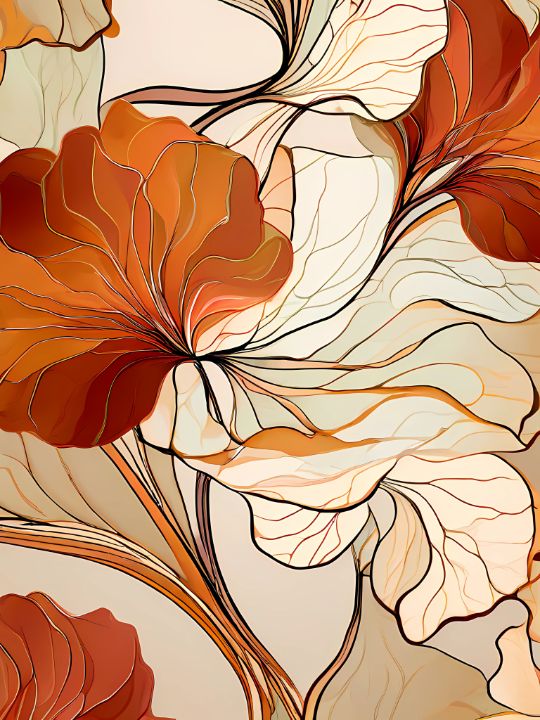 A Symphony of Rust and Cream - Art-shop - Digital Art & AI, Flowers ...