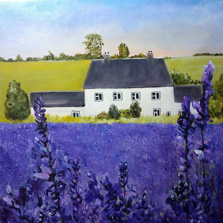 Lavender Cottage - Wendy Mitchell Arts - Paintings & Prints, Landscapes & Nature, Fields ...