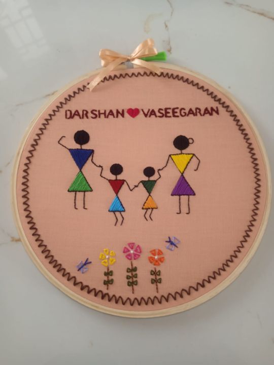 Warli Art Family Embroidery Hoop - Taru Decor - Crafts & Other Art ...