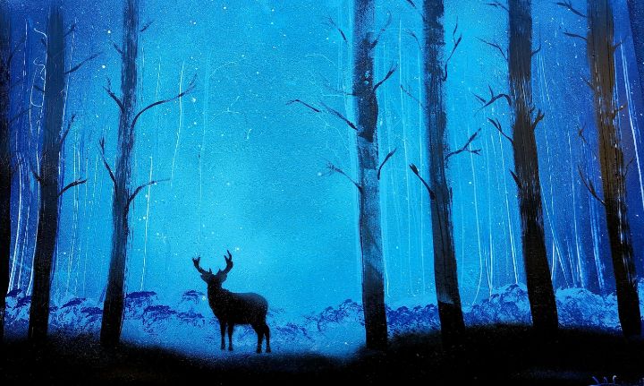 Deer in a small forest - Afmancreations - Paintings & Prints ...