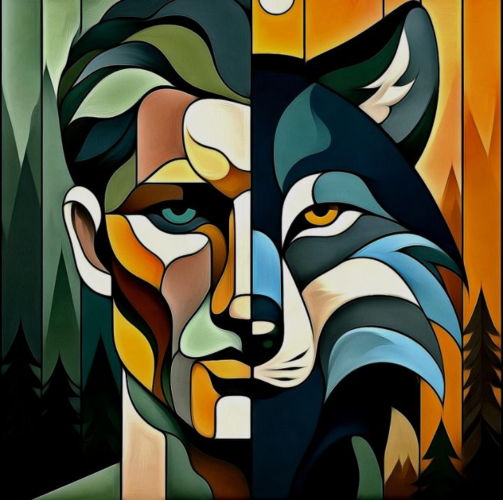 Wolf Man - Left Hand Prints - Paintings & Prints, Abstract, Figurative ...
