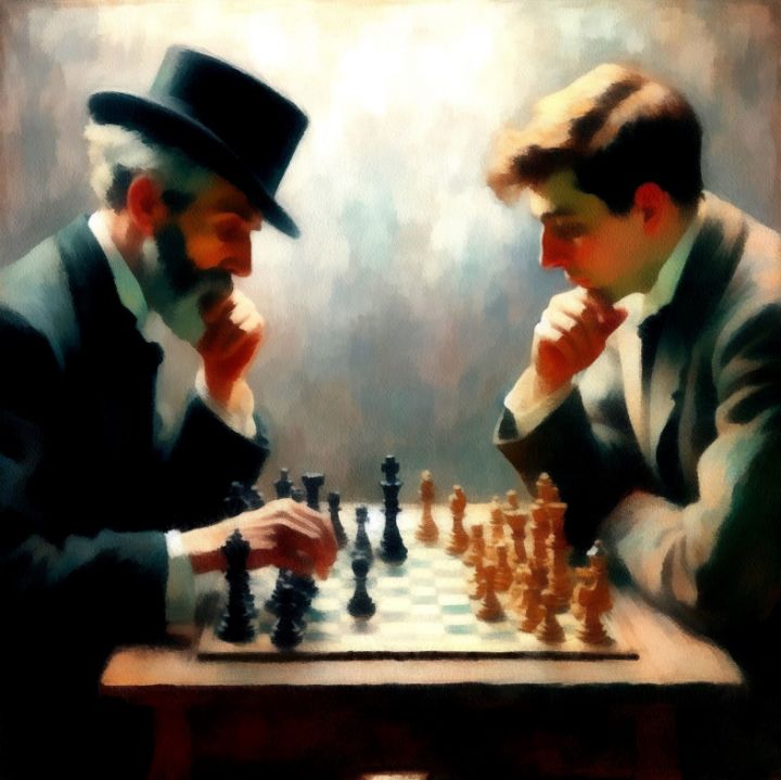 The Chess Match - Left Hand Prints - Paintings & Prints, People ...