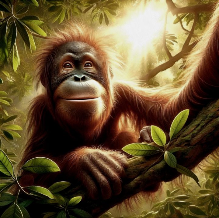 Young Orangutan - Left Hand Prints - Paintings & Prints, Animals, Birds ...