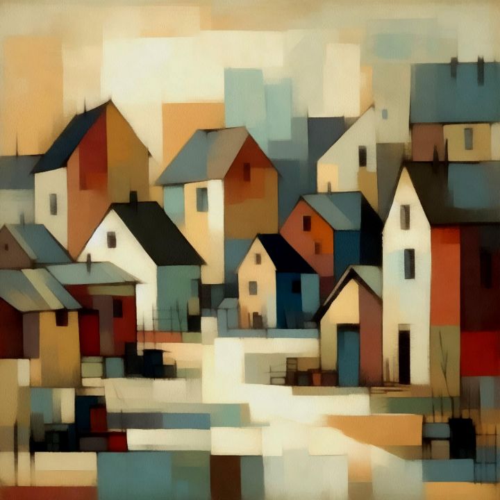 Home Town - Abstract Thinking - Paintings & Prints, Buildings ...