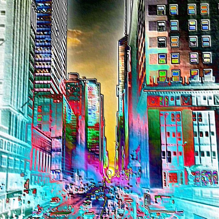 Abstract art the city nr 69 - Rene art - Paintings & Prints, Buildings ...