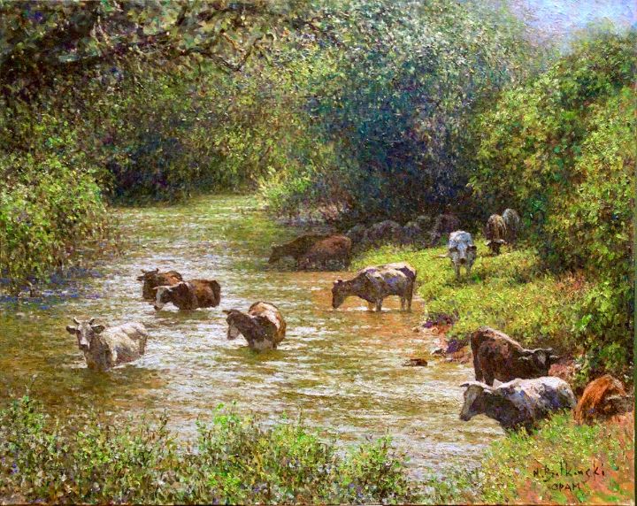 River Crossing - Nikolo Balkanski Studio - Paintings & Prints, Animals ...