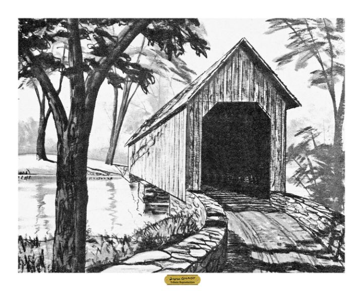 Covered Bridge (16x20) - Jon Gnagy Tribute Reproductions - Drawings & Illustration ...