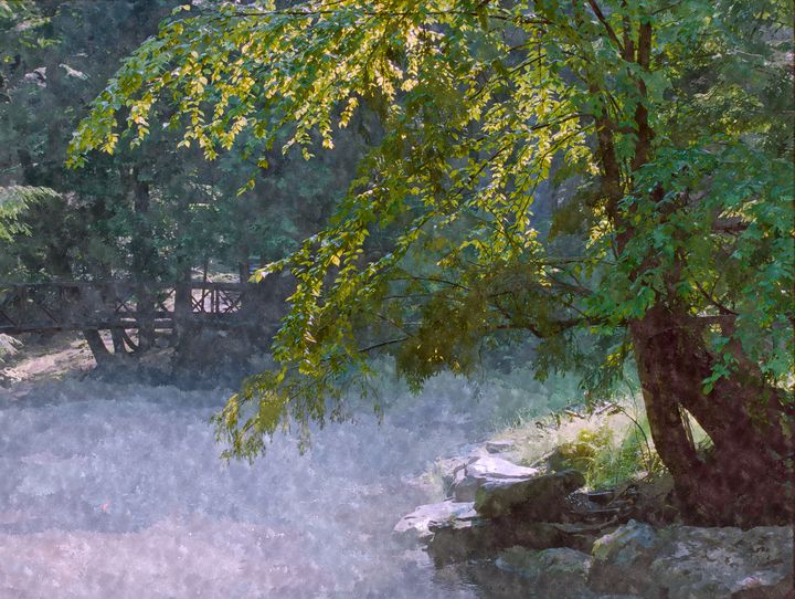 Sunlight on Stream Bed and Mist (WC) - StephenJSepan - Digital Art ...