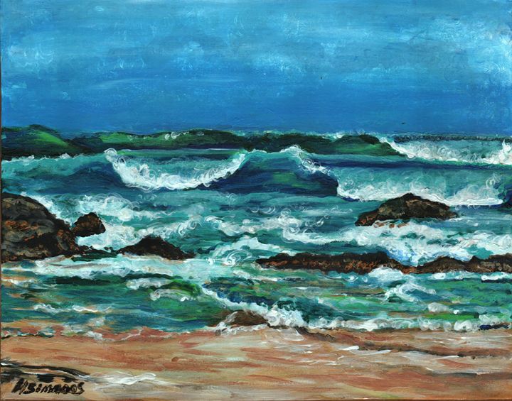 Rough beach - Helen Simmons Art - Paintings & Prints, Landscapes ...