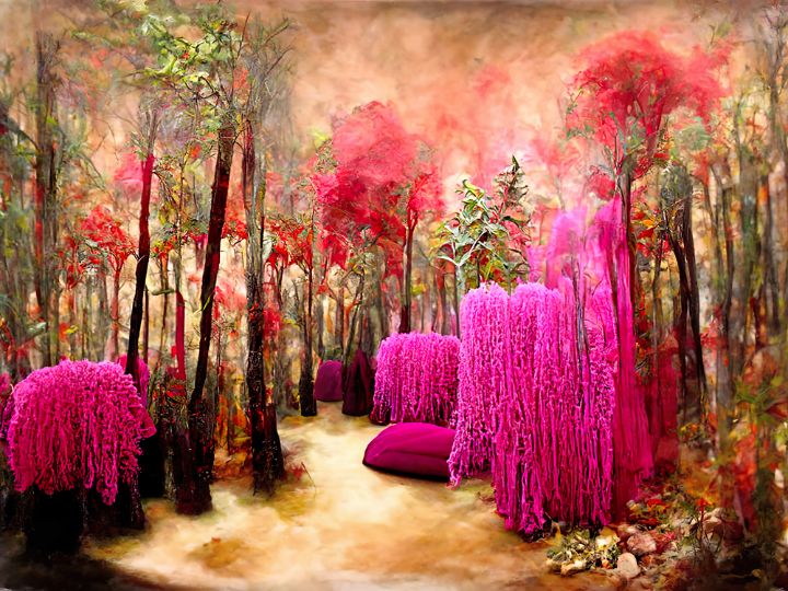 Fantasy Forest in Pink - Artificial Art - Digital Art, Flowers, Plants ...