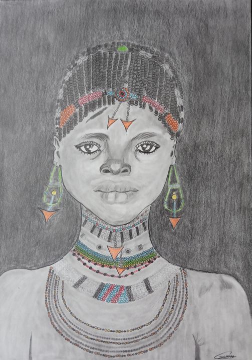 Jeune femme Massai. - Gweno - Drawings & Illustration, People & Figures ...