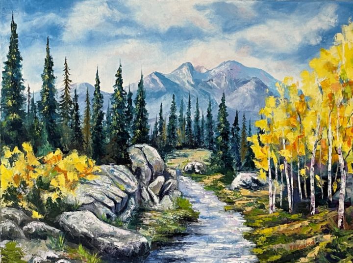 Landscape Colorado Fall and River - YAK Paintings - Paintings & Prints ...