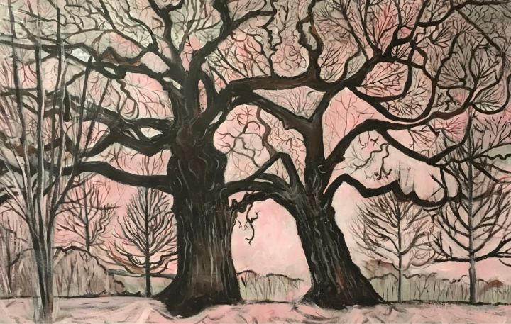 Wrestling Trees in the Swirling Fog - Sally Anne Wake Jones - Paintings ...