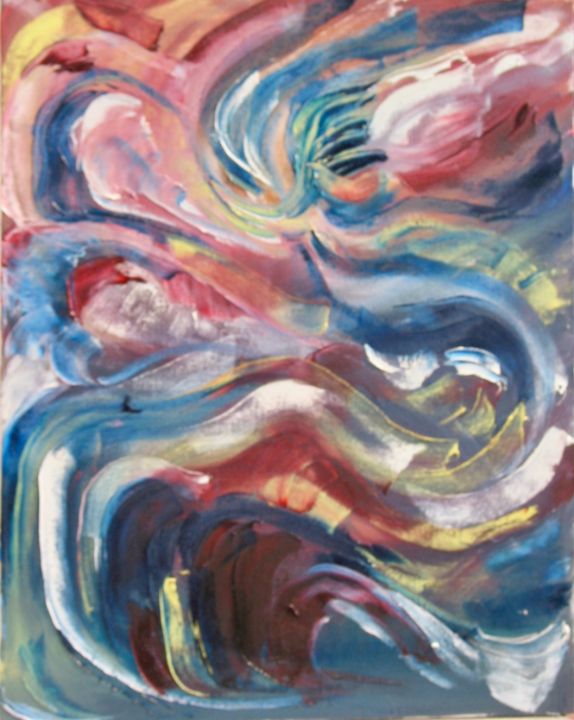 Aleph in Blue & Red - Maya Batash - Paintings & Prints, Abstract, Other ...