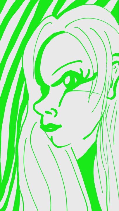 Green outline face 2 - mewmewtrey - Digital Art & AI, People & Figures ...