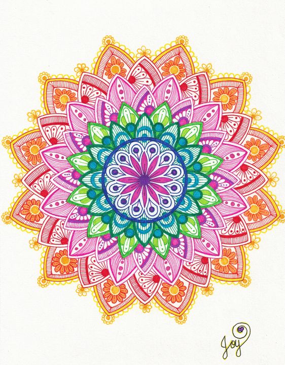 Rainbow Chakra Mandala - Joy Gillard - Drawings & Illustration, Ethnic ...