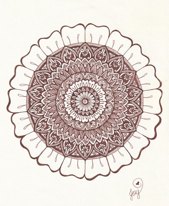 Sepia Brown Floral Mandala - Joy Gillard - Drawings & Illustration ...