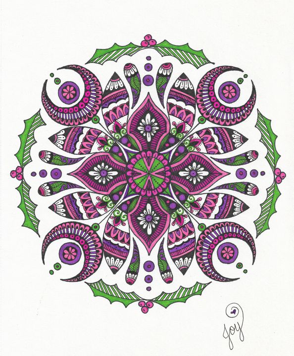 Contemporary Purple Holly Mandala - Joy Gillard - Paintings & Prints ...