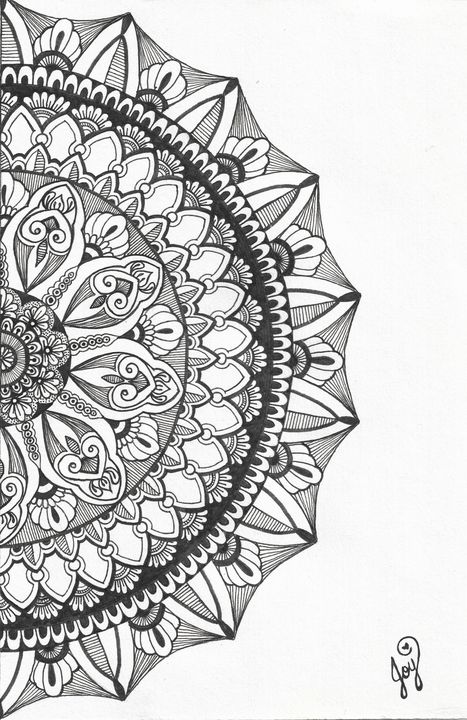 Black and White Half Mandala - Joy Gillard - Drawings & Illustration ...