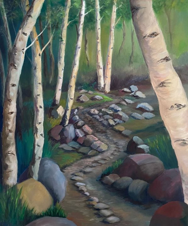 Mountain Path Through the Trees - Brenda's Art Gallery - Paintings ...