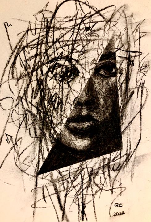 Charcoal Abstract Art Faces