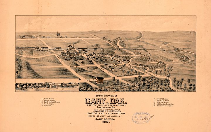 Bird's eye view of Gary, Dakota 1883 - Yvonne - Drawings & Illustration ...