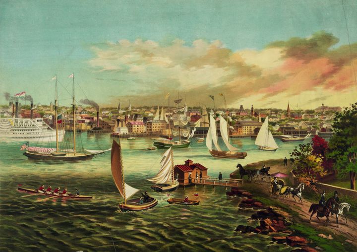 Newport Beach, Rhode Island (1876) - Yvonne - Drawings & Illustration ...