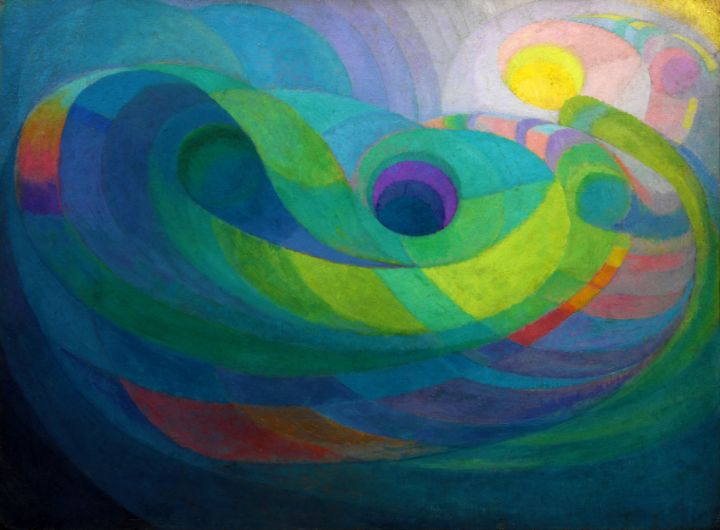 Rhythmic composition in yellow green - Yvonne - Paintings & Prints ...