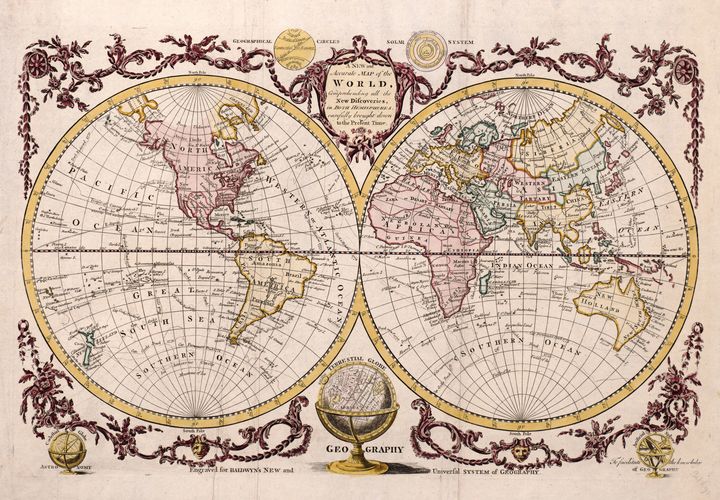 Map of the World by G. Baldwyn 1782 - Yvonne - Drawings & Illustration ...