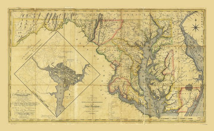 Map of the State of Maryland (1795) - Yvonne - Drawings & Illustration ...