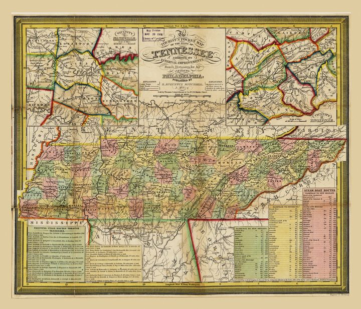 State of Tennessee Map (1851) - Yvonne - Drawings & Illustration ...