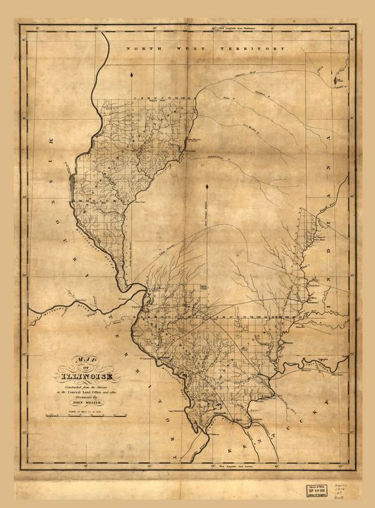 Map of Illinois by John Melish 1818 - Yvonne - Drawings & Illustration ...