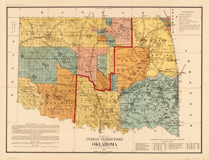 Indian Territory Oklahoma Map (1890) - Yvonne - Drawings & Illustration ...