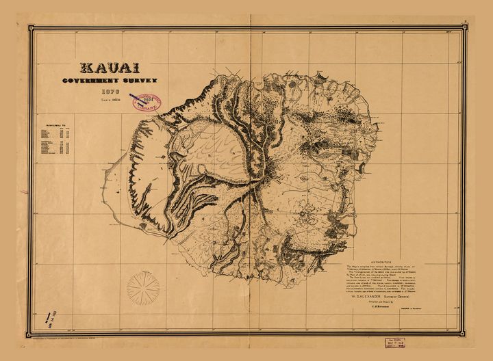 Kauai Government Survey Map (1878) - Yvonne - Drawings & Illustration ...