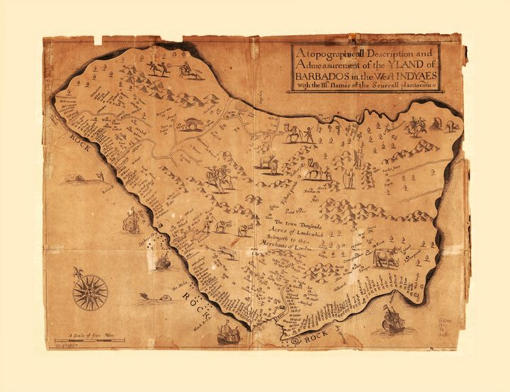 Island of Barbados Map (circa 1700) - Yvonne - Drawings & Illustration ...