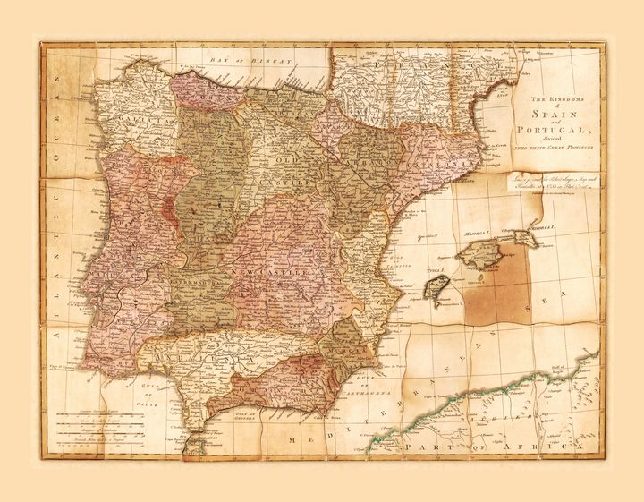 Spain and Portugal Map (1772) - Yvonne - Drawings & Illustration ...